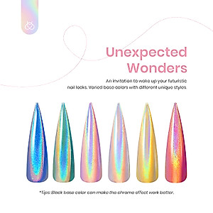 Beetles Chrome Nail Powder Metallic Mirror Effect Holographic Aurora Iridescent Nail Art Decoration for Gel Polish Glitter Premium Salon Nail Glitter Manicure Pigments for Nail Art Design, 0.04oz/1g