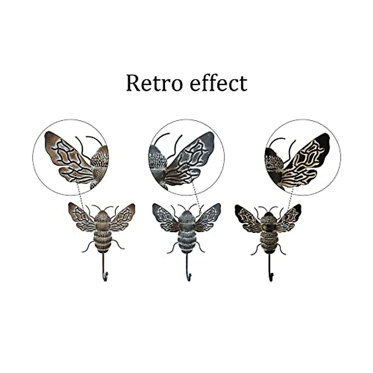 Set of 3 bee Metal Hooks! This Hook can be Hung at Your Entrance, Hanging Jackets, Hats, Keys, and More at Your Entrance and exit. (Retro Style)