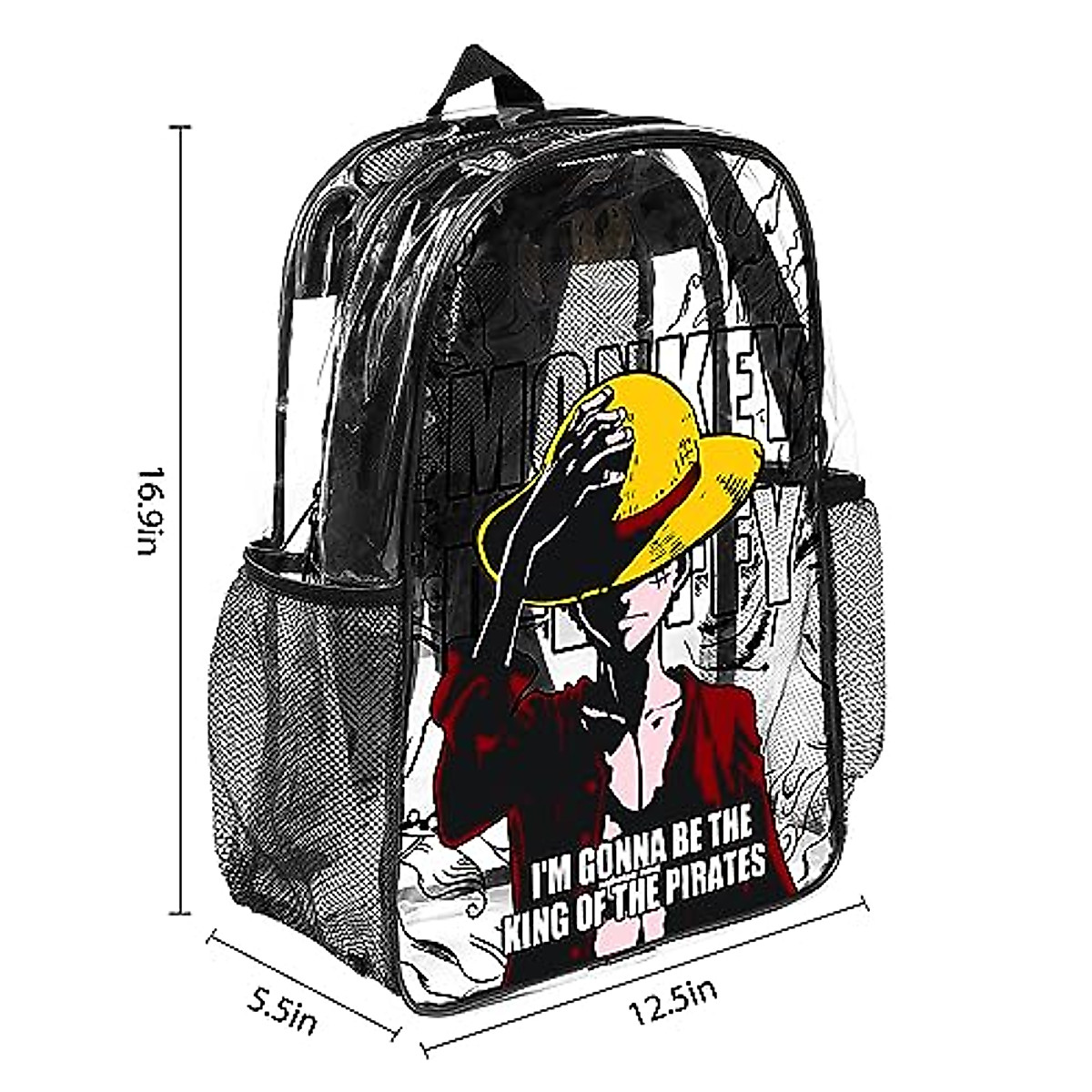 URYLVUG Japanese Anime Clear Backpack, Cosplay PVC Daypack, Heavy Duty See Through Shoulder Bag for Work, Transparent Plastic Bag for Boys Girls-L