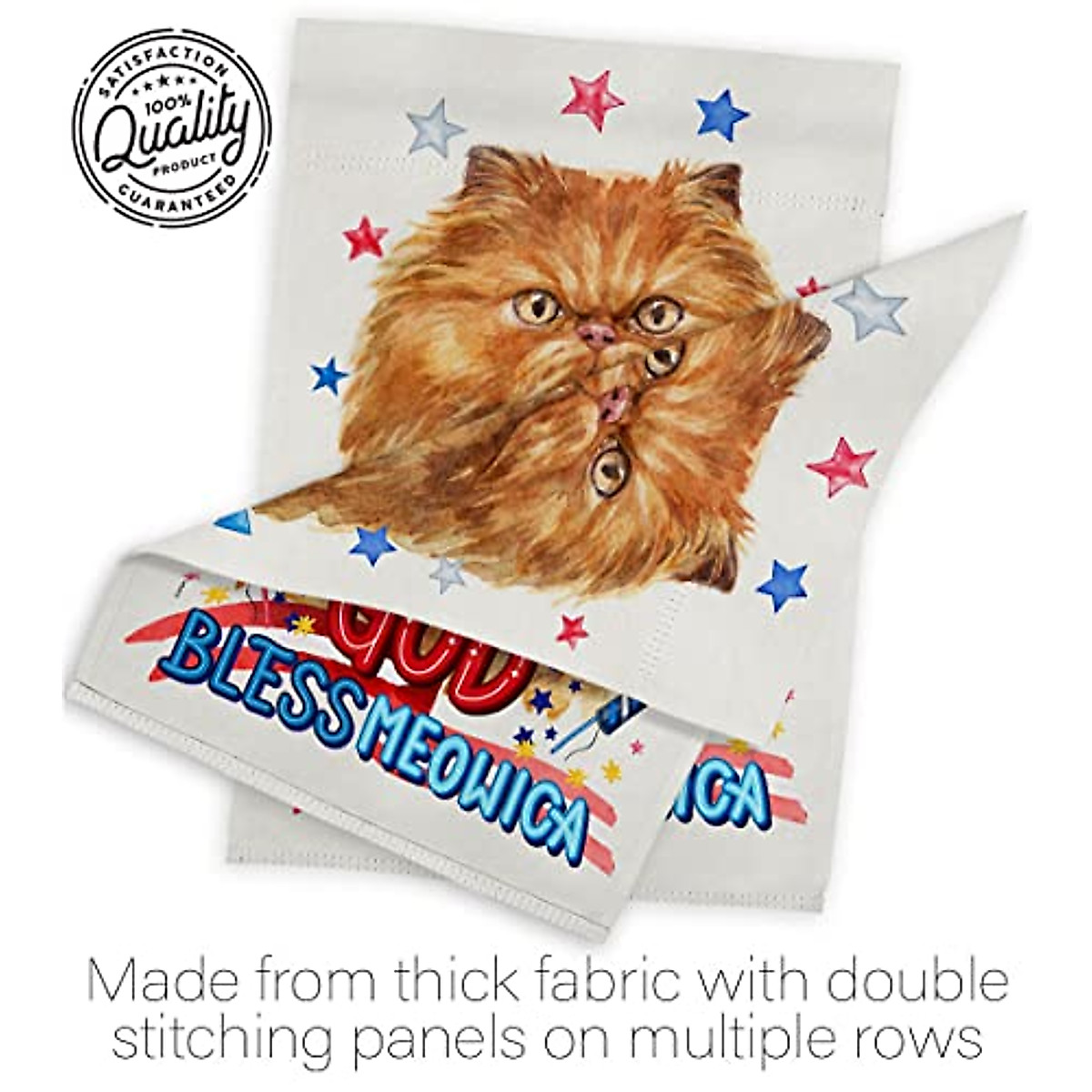 Breeze Decor Patriotic Tan Persian Garden Flag Set Wood Dowel Cat Kitten Meow Spoiled Paw Fur Pet Nature Farm Animal Creature House Banner Small Yard Gift Double-Sided, Made in USA