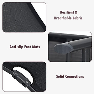 Tangkula Folding Lounge Chair Outdoor, Recliner Chaise Lounge with 5-Position Adjustable Backrest & 2-Position Footrest, No Assembly Required, Suitable for Patio Poolside Beach Yard (1, Black)