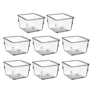 Acrimet Desk Drawer Organizer Box Tray Storage Bins Modular Divider for Home, Kitchen, Office and Storage (Clear Crystal Plastic) (8 Pack - 3.13" x 3.13" x 2.13")