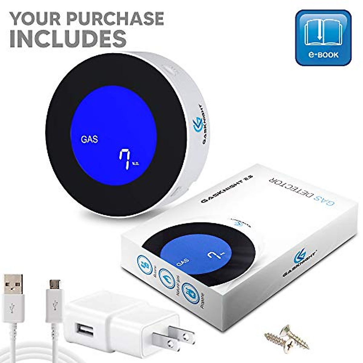 GasKnight 2.0 Natural Gas Detector with LCD - For Home, Kitchen, RV, Camper. Plug-In LPG, LNG, Methane & Butane Leak Sensor