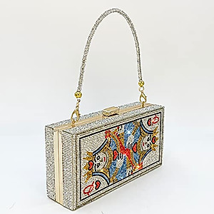 Powerpurlife (#3 Silver) Playing cards pattern crystal women handbags diamond bling ladies rhinestone clutch purses