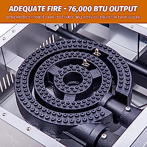 EASYROSE Single Burner Natural Gas Stove 18" Gas Hot Plate Commercial Stove Top Countertop Gas Range Commercial Cooking Equipment 76,000 BTU, ETL Listed