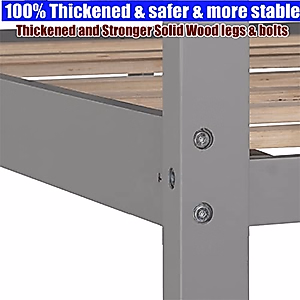 SNIFIT Latest Upgraded & Stronger Solid Wood Full Size Loft Bed with Desk Underneath & Storage Drawers & Shelf & Wardrobe, Thickened Enhanced Wooden Full Loft Bed Frame (Easier to Assemble) (Gray)