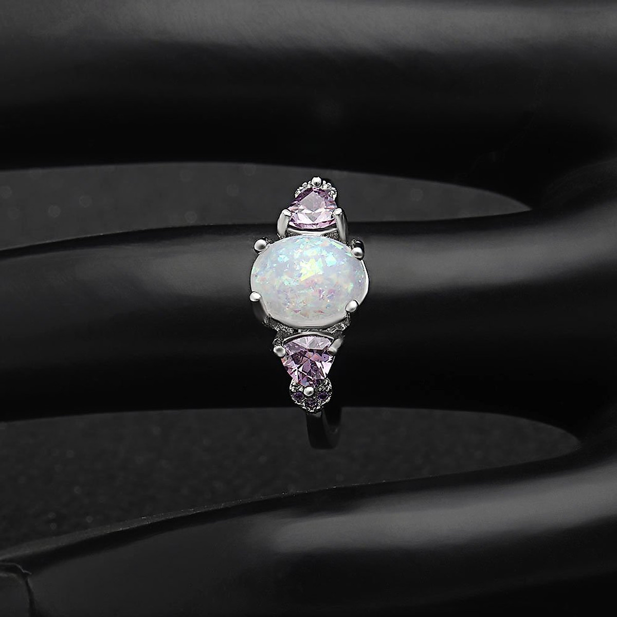 Ginger Lyne Collection Celia Oval Simulated Fire Opal Purple Cz Ring Statement Engagement