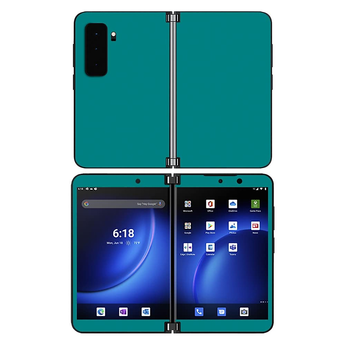 MightySkins Skin Compatible with Microsoft Surface Duo 2 - Solid Teal | Protective, Durable, and Unique Vinyl Decal wrap Cover | Easy to Apply, Remove, and Change Styles | Made in The USA