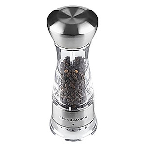 Cole & Mason Gourmet Precision Windermere Pepper Mill, Stainless Steel and Acrylic 16.5 cm