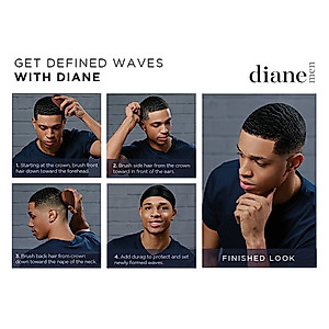 Diane Premium 100% Boar Bristle 7 Row Wave Brush for Men and Barbers, Medium-Firm Bristles for Thick Coarse Hair, Detangling, Smoothing
