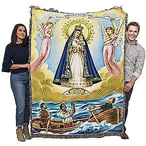 Pure Country Weavers Our Lady of Charity - Nuestra Senora de la Caridad del Cobre - Patroness of Cuba - Catholic Religious Gift Tapestry Throw Woven from Cotton - Made in The USA (72x54)