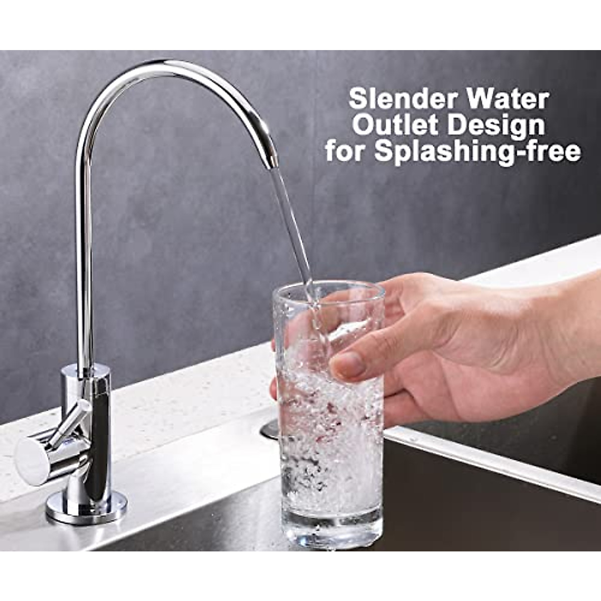 ESOW Kitchen Water Filter Faucet, 100% Lead-Free Drinking Water Faucet Fits Most Reverse Osmosis Units or Water Filtration System in Non-Air Gap, Stainless Steel 304 Body Polished Chrome Finish