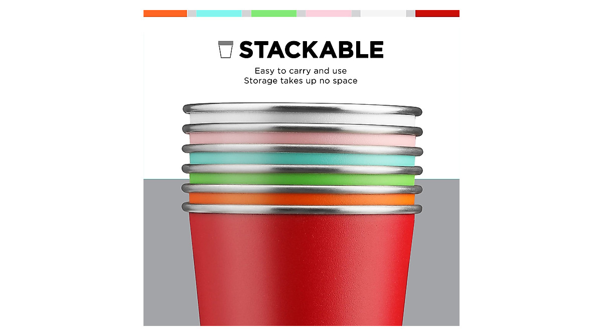 HAUSHOF 14 oz Stainless Steel Pint Cups - Unbreakable & Stackable
