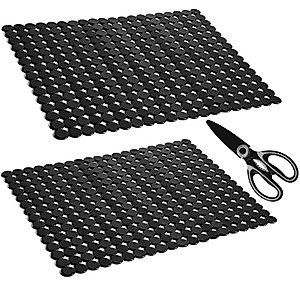 YTCYKJ Kitchen Sink Mat for Stainless Steel/Ceramic Sinks,2 Pack Dish Sink Mats for Kitchen Sink with Scissors, Fast Draining,Easy to Clean,DIY Cut,15.7 X 11.8 Inch(Dark Black)