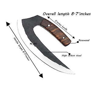 ULU-3017 Handmade Damascus Steel Wood Handle Ulu Knife Vegetable Chopping With Sheath
