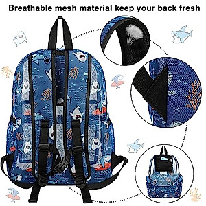 CAMTOP Mesh Backpack Kids Boys Girls Bookbag See Through Preschool Backpacks Casual Daypack for School Beach Travel Swim(Age 3-8 Years,Shark)