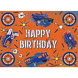 Maijoeyy 7x5ft Dart War Nerf Happy Birthday Backdrop Nerf Party Supplies Nerf Party Decorations Banner