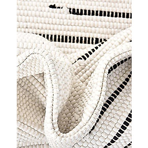 Unique Loom Chindi Cotton Collection Area Rug - Briah (2' 7" x 13' 1" Runner, White/ Black)