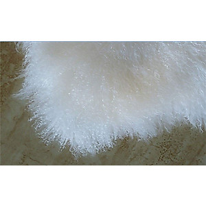 Genuine Tibetan Mongolian Lamb Sheepskin Fur Rug Hide Pelt Throw Area Rug Carpet Chair Cover Fluffy Thick Decorativeas in Bedroom, Living Room White