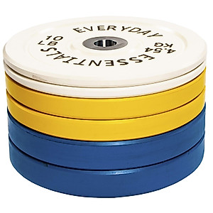 BalanceFrom Everyday Essentials Color Coded Olympic Bumper Plate Weight Plate with Steel Hub, 160 lbs Set