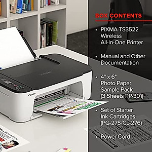 Canon PIXMA TS Series Wireless All-in-One Color Inkjet Printer, Black - Print, Scan, Copy for Home Office - 1.5 Segment LCD Display, 4800 x 1200 dpi, USB and WiFi Connection - BROAG Printer_Cable