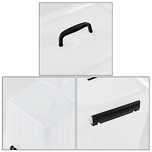 Nesmilers 4-pack 20 L Plastic Latching Boxes Totes, Clear Storage Bins with Lids/handles
