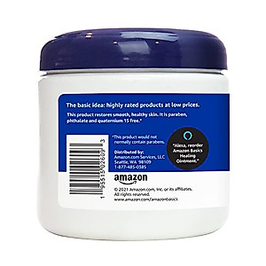 Amazon Basics Healing Ointment and Skin Protectant for Dry & Cracked Skin, Fragrance Free, 14 Ounce, Pack of 1