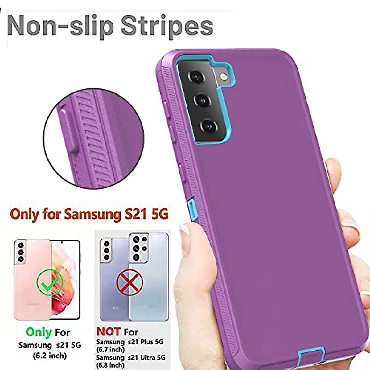 case for Galaxy S21 case,Samsung S21case,S21 Heavy Duty case[ with Clip][Shockproof] [Dropproof] [Dust-Proof], case for Samsung Galaxy S21 (PurpleSky Blue)
