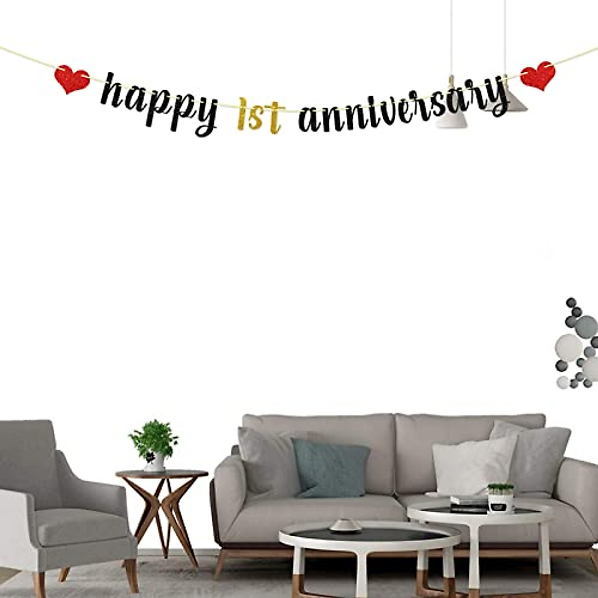 Maicaiffe Happy 1st Anniversary Banner - for 1st Wedding Anniversary / 1st Anniversary Party / 1st Birthday Party Decorations (1st)