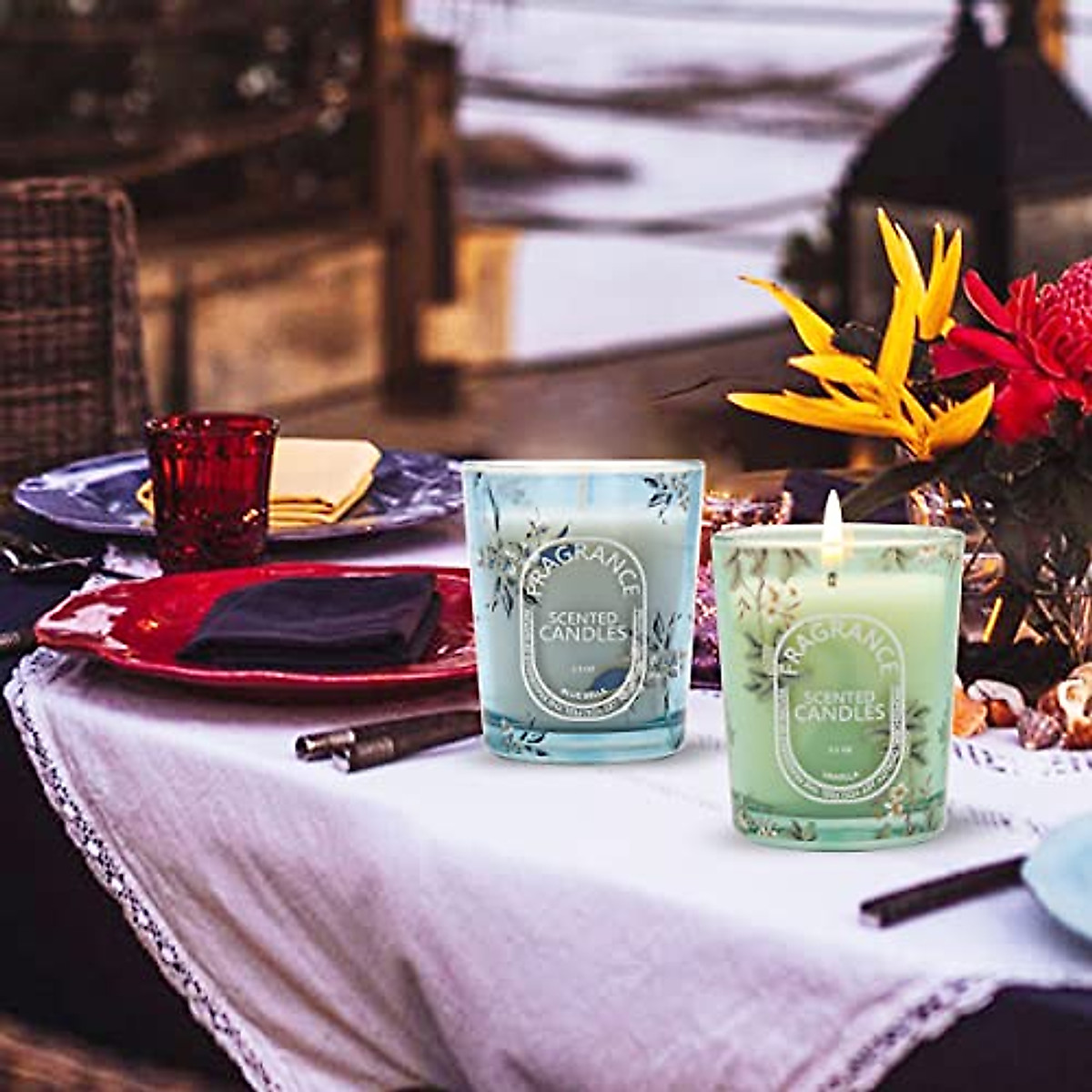 Scented Candles Gift Set for Home- Rose, Vanilla, Jasmine, Wolfberry&Blood Orange, Eucalyptus and Blue Campanula Aromatherapy Candles for Women Dinner Table, Wedding, Baby Shower