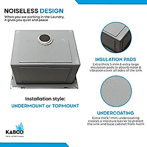 KABCO 25 Inch Wide 12 Inch Deep Commercial Sink 18 Gauge Undermount or Topmount Drop In Single Bowl Stainless Steel Laundry Utility Sink 25 L x 22 W x 12 D Inch