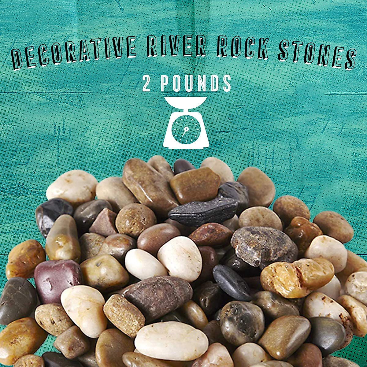 Katzco 2 Pounds Small Decorative River Rock Stones - Natural Polished Mixed Color Stones -Use in Glassware, Like Vases, Aquariums and Terrariums to Enhance The Appearance