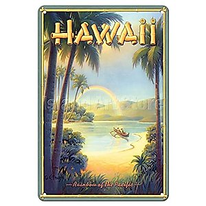 Hawaii Retro Metal Tin Sign Vintage Sign for Home Coffee Garden Wall Decor 8x12 Inch