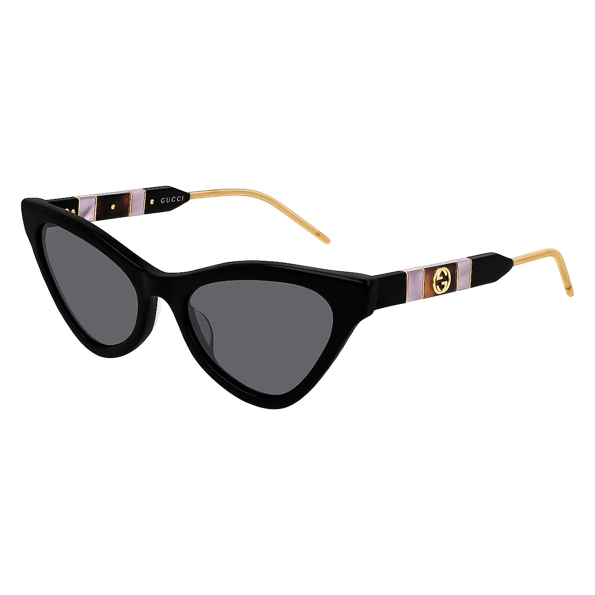 Gucci Women's Sophisticated Web Cat Eye Sunglasses, Black/Black/Grey, One Size