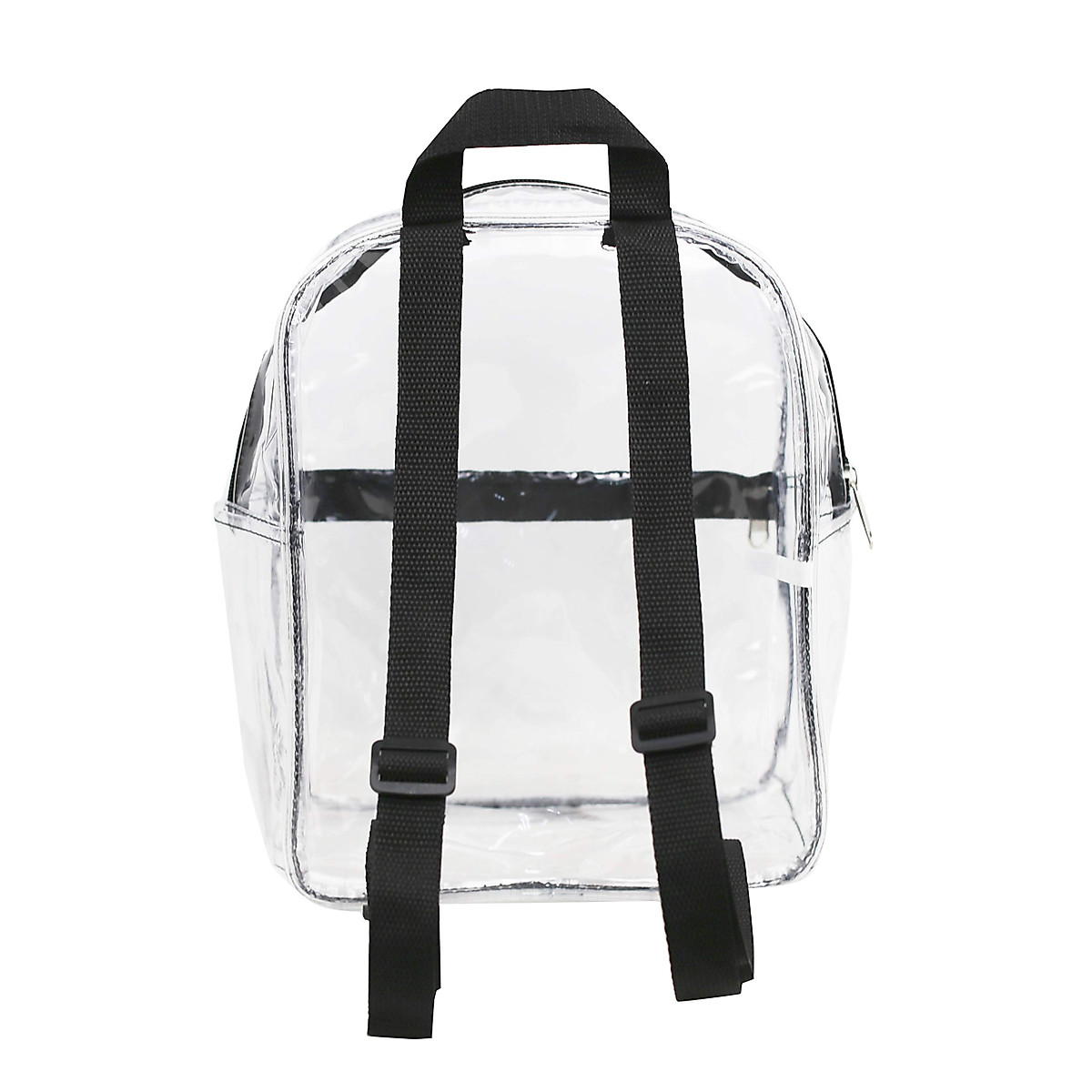 Stadium Approved Clear Mini Backpack, Heavy Duty Cold-Resistant Transparent PVC Backpack with Work, Security Travel & Stadium(Black)