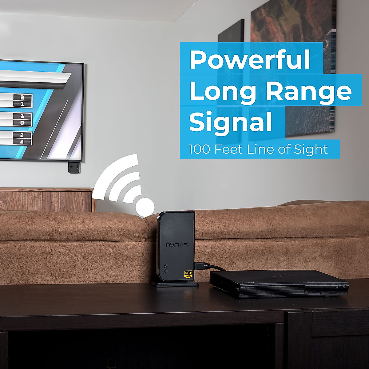 Nyrius Aries Home HDMI Digital Wireless Transmitter & Receiver for HD 1080p Video Streaming, Cable Box, Satellite, Bluray, DVD, PS3, PS4, Laptops, PC (NAVS500)