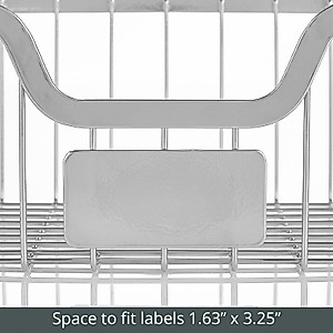 mDesign Wire Under Shelf Organizer for Cabinet - Sliding Basket for Under Cabinet Shelf - Hanging Storage Organizer Rack for Kitchen and Pantry with Label Space - Carson Collection - 2 Pack - Chrome