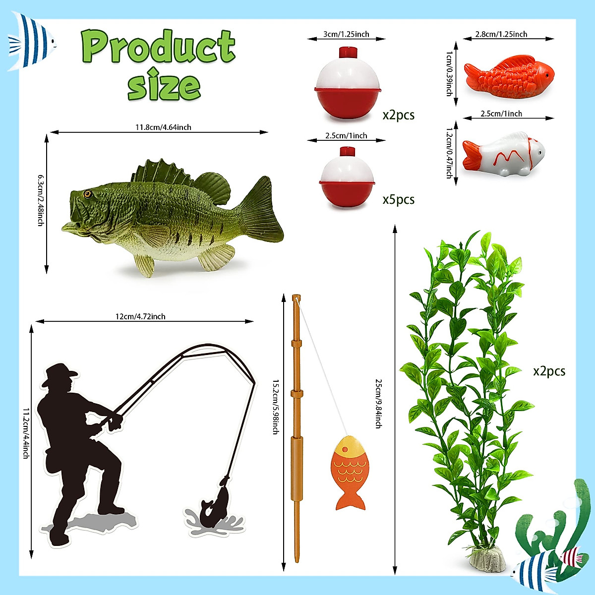 Gone Fishing Cake Decoration Fisherman Cake Decoration Gone Fishing Cake Topper Fisherman Themed Decoration for Gone Fishing Themed Party Supplies Decoration