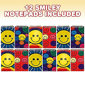 ArtCreativity Mini Smile Face Notepads, Pack of 12, Small Emoticon Note Memo Pads with Colorful Rainbow Covers, Cute Party Favors, Stationery Supplies for School and Office for Kids and Adults