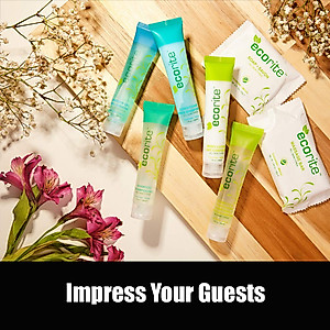 Ecorite 2 in 1 Shampoo/Conditioner with Cucumber-Melon Fragrance, Travel Size Hotel Amenities Biodegradable/Recyclable Tube, 1 fl oz/30 ml, Pack of 48