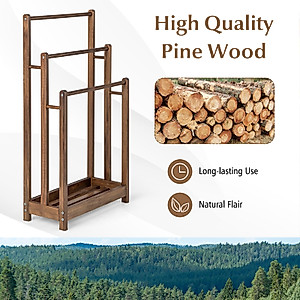 Giantex Towel Rack for Bathroom - 3 Tier Freestanding Towel Racks with Storage Shelf, Wood Hand Towel Drying Stand, Blanket Holder for Living Room, Laundry Room, 18" L x 9" W x 34" H (Rustic Brown)