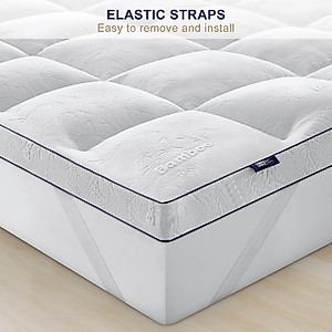 BedStory Bamboo Mattress Topper King, Extra Thick Cooling Mattress Pad Overfilled Never Goes Flat, Lumbar Strain Relieving, Back Pain Relief Improve Sleep Quality