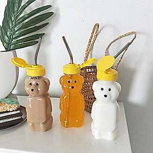 Bekith 16 Pack 8 Fluid Oz Plastic Bear Honey Bottle Jars, Honey Squeeze Bottle Empty with Flip-top Lid for Storing and Dispensing