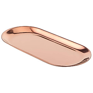 5pcs Stainless Steel Oval Shaped Towel Tray Cosmetics Jewelry Storage Tray Dish Plate OrganizerGold (Trumpet (rose gold rimless))