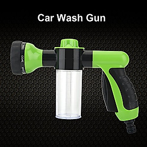Garden Hose Nozzle, High Pressure Spray Car Washer Foam Water Gun Cleaning Tool Washer 6m Heavy Duty 8 Adjustable Watering Patterns(Green)