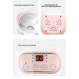 Jiawu Electric Stew Pot, 200W 1 L Digital Electric Rice Cooker with Lid, Small Ceramic Stew Cooker Built in Timer, Makes Soups, Stews, Porridges, Grains and Cereals for Individuals (US