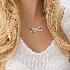 ORFAN Personalized Infinity Name Necklace Custom 1-8 Name Necklace Personalized for Women BFF Girlfriend Family Name Necklace for Women (2 name and text)
