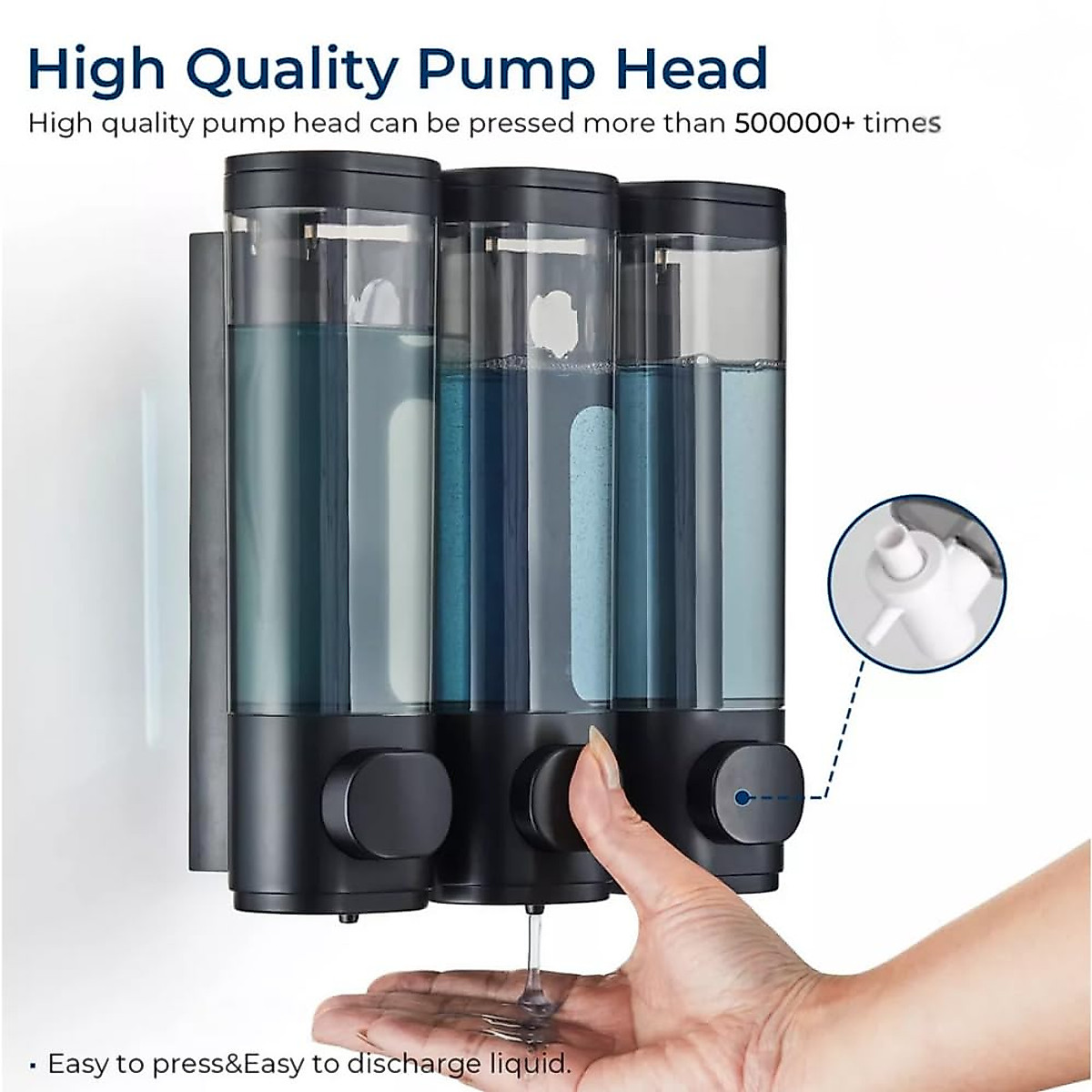 DUTHINGS - Shampoo and Conditioner Dispenser - Shower Dispenser 3 Chamber no Drill - Wall Soap Dispenser Bathroom