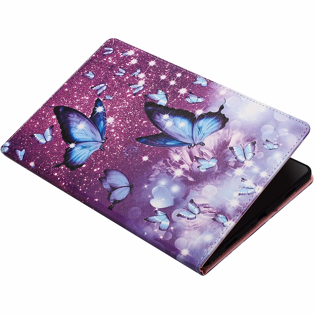 YUNHOTIC Case for Samsung Galaxy Tab A7 Lite 8.7 inch [ SM-T220/T225/T227 ] 2021 Model, Premium PU Leather Folding Stand Cover with Pen Holder & Multiple Viewing Angles - Purple Butterfly