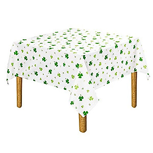 Hiasan Waterproof St Patricks Day Tablecloth Square, 52 x 52 Inch - Washable Shamrock Fabric Table Cloth for Spring and Outdoor Use